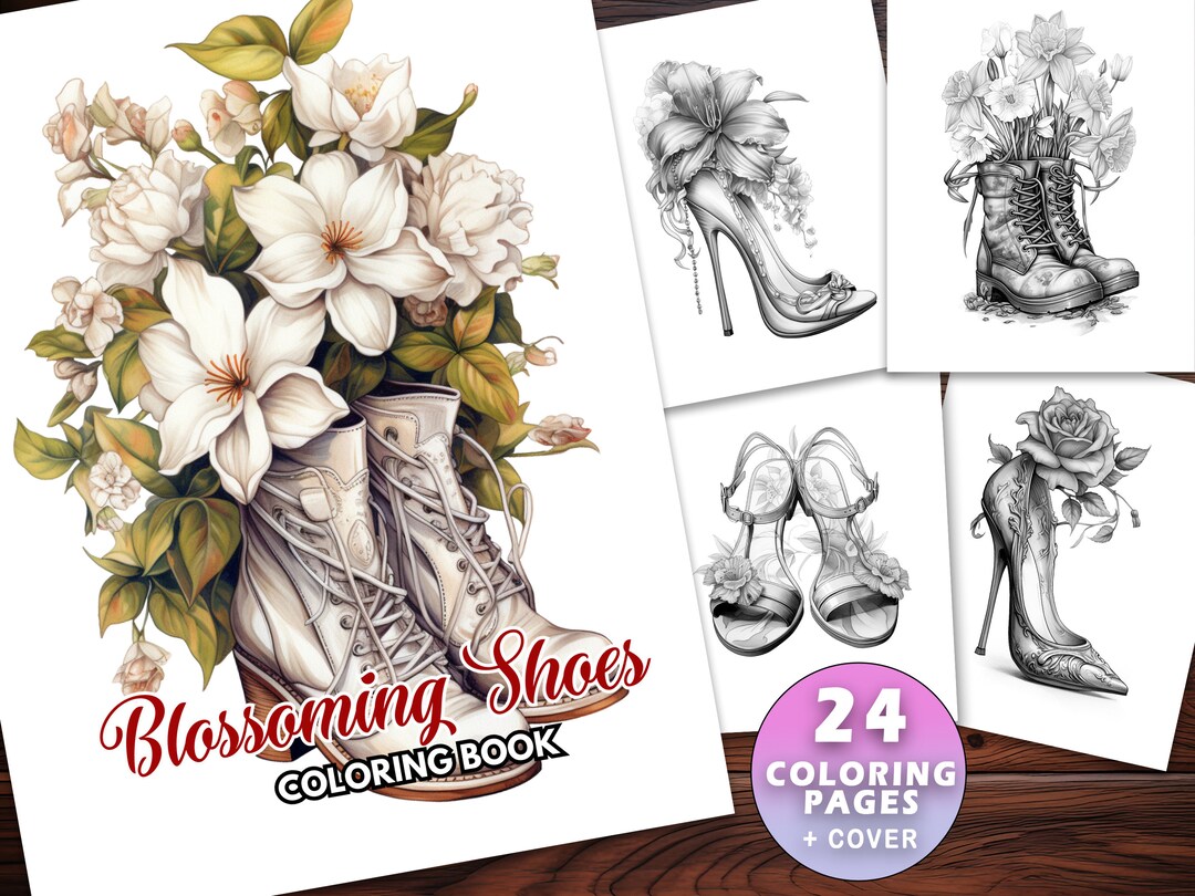 24 Blooming Shoes Coloring Book - Instant Download, Printable PDF for ...