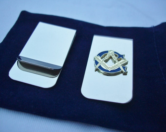 Masonic Shiny Silver Tone Money Clip With Raised Square and Compass ...