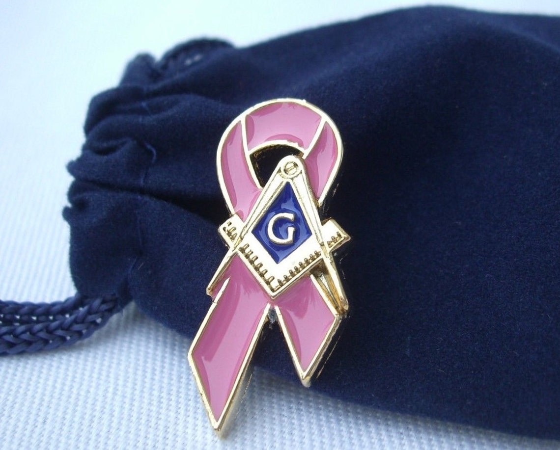 Masonic Freemason Breast Cancer Awareness Ribbon Lapel Pin - Etsy