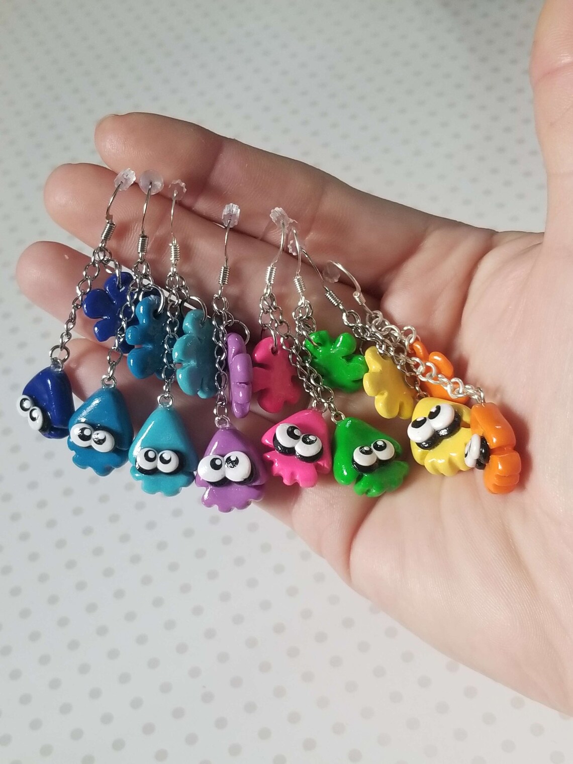 Splatoon Squid & Splat Earrings Dark Blue Blue Cyan - Etsy