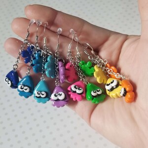 Splatoon Squid & Splat Earrings - Dark Blue, Blue, Cyan, Purple, Pink ...