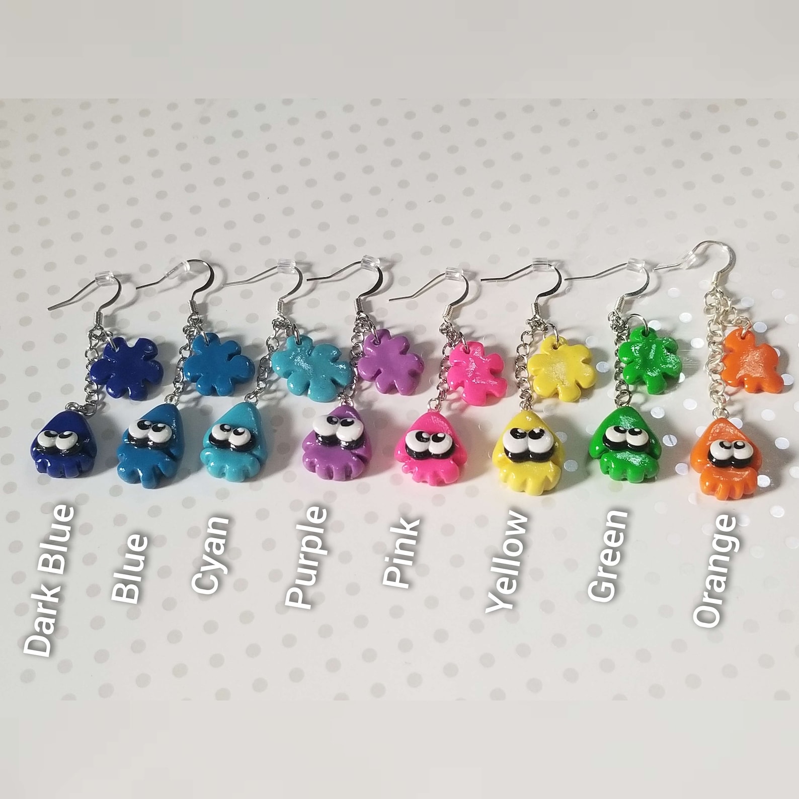 Splatoon Squid & Splat Earrings Dark Blue Blue Cyan - Etsy