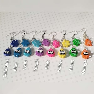 Splatoon Squid & Splat Earrings - Dark Blue, Blue, Cyan, Purple, Pink ...