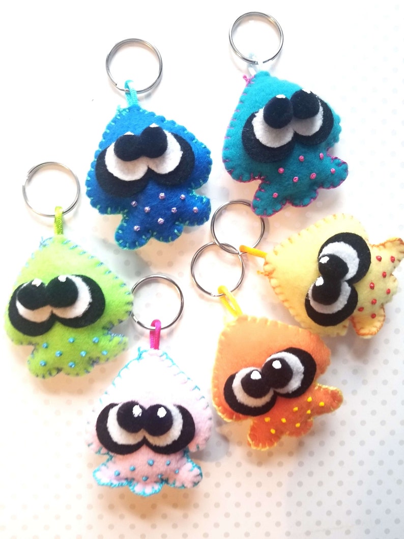 Felt and Fleece Plushie Squid Keychain Splatoon Inspired - Etsy