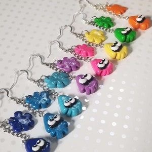 Splatoon Squid & Splat Earrings - Dark Blue, Blue, Cyan, Purple, Pink ...
