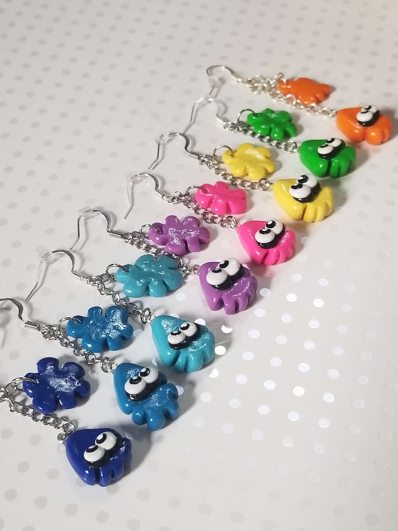 Splatoon Squid & Splat Earrings Dark Blue Blue Cyan - Etsy