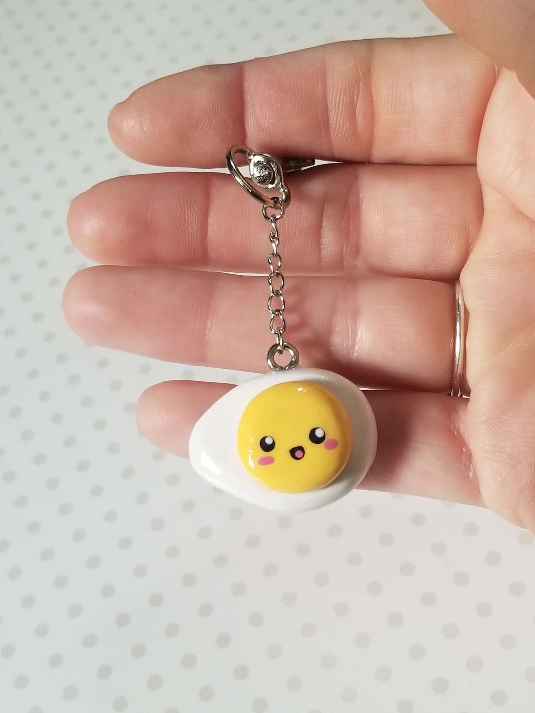 Kawaii Egg Keychain - Happy Face - Etsy