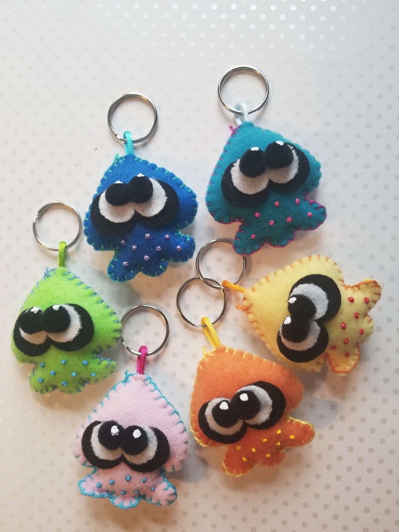 Felt and Fleece Plushie Squid Keychain Splatoon Inspired - Etsy