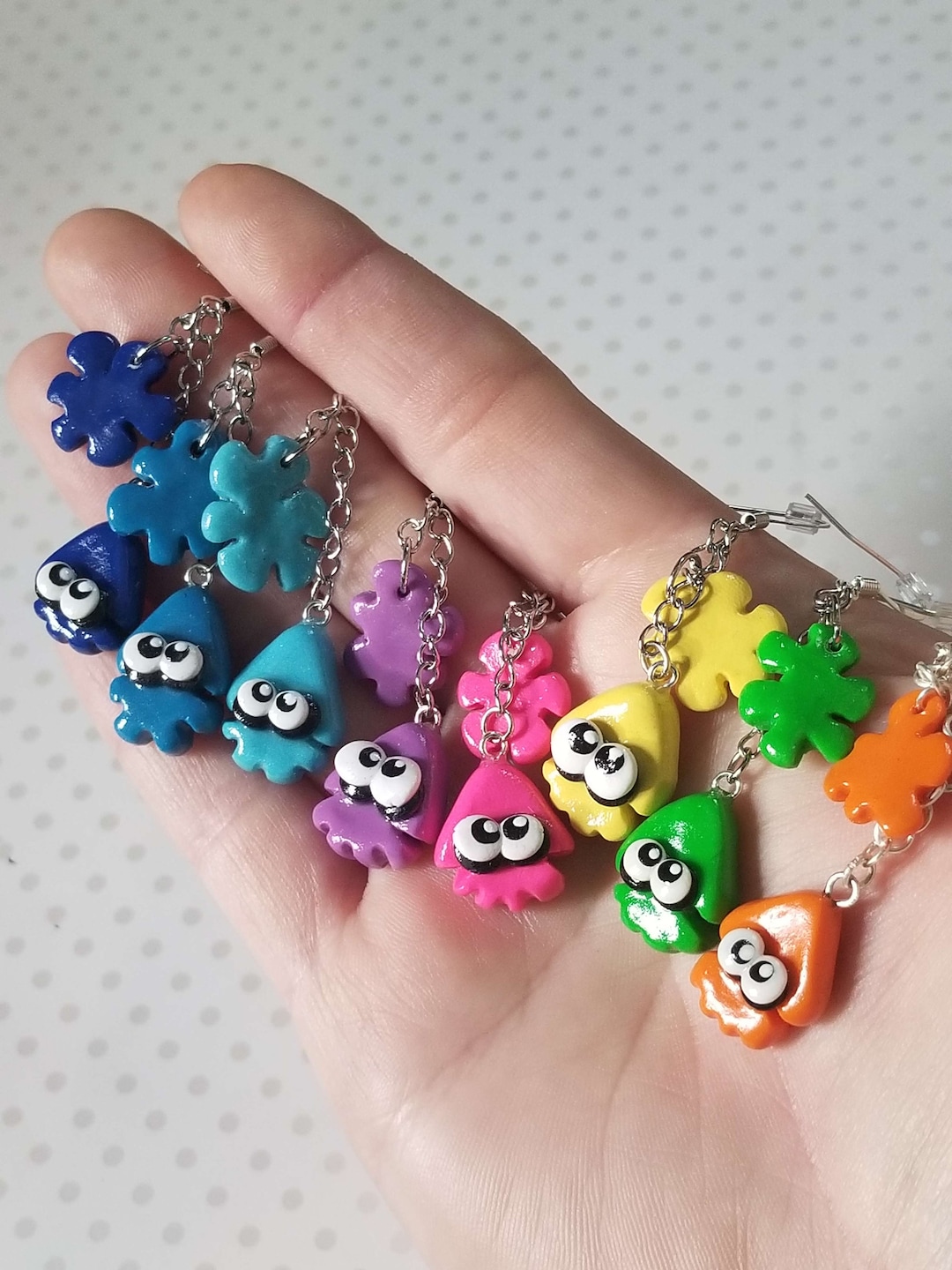 Splatoon Squid & Splat Earrings - Dark Blue, Blue, Cyan, Purple, Pink ...