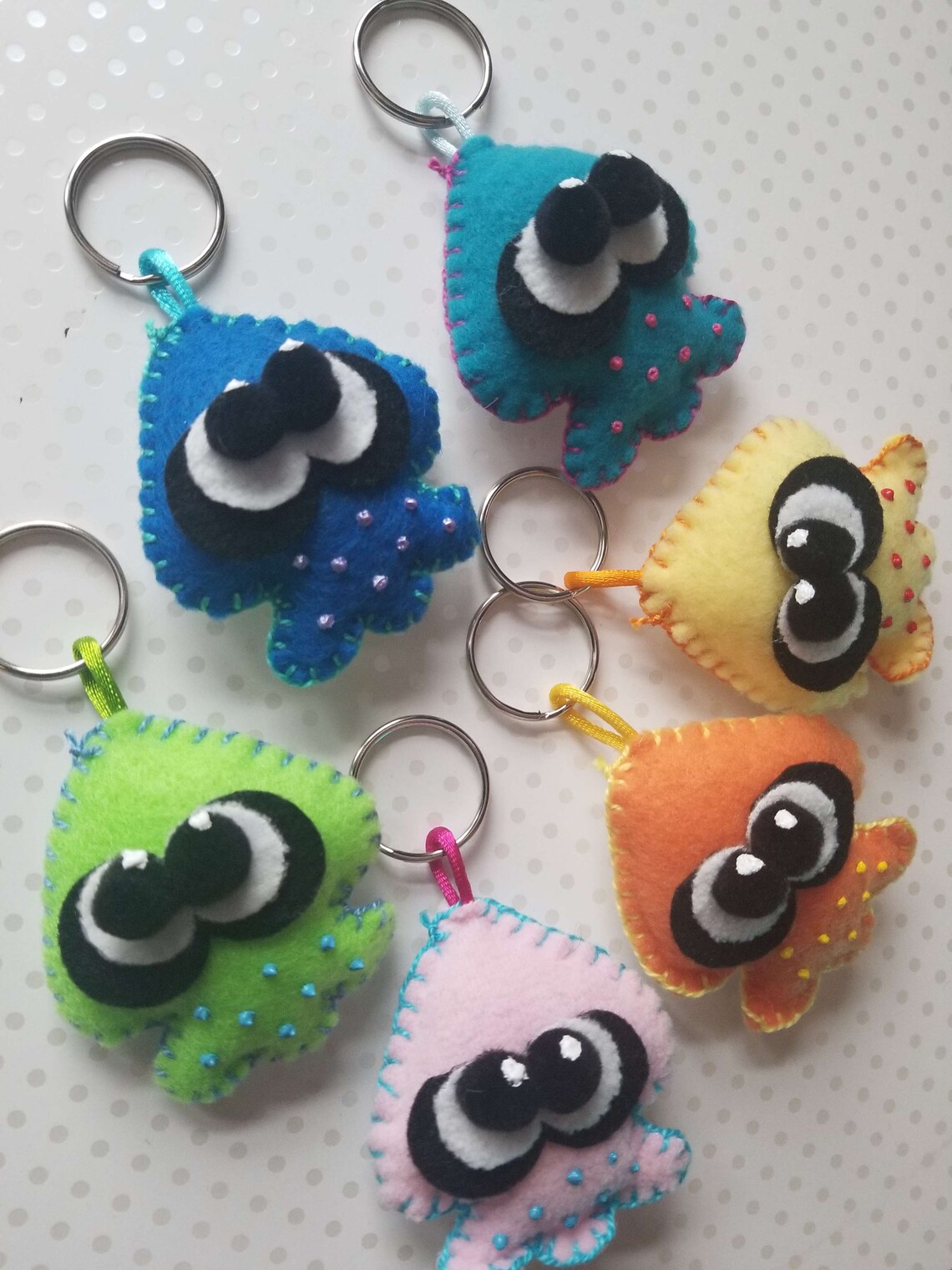 Felt and Fleece Plushie Squid Keychain Splatoon Inspired - Etsy