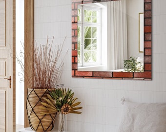 dark red frame mirror