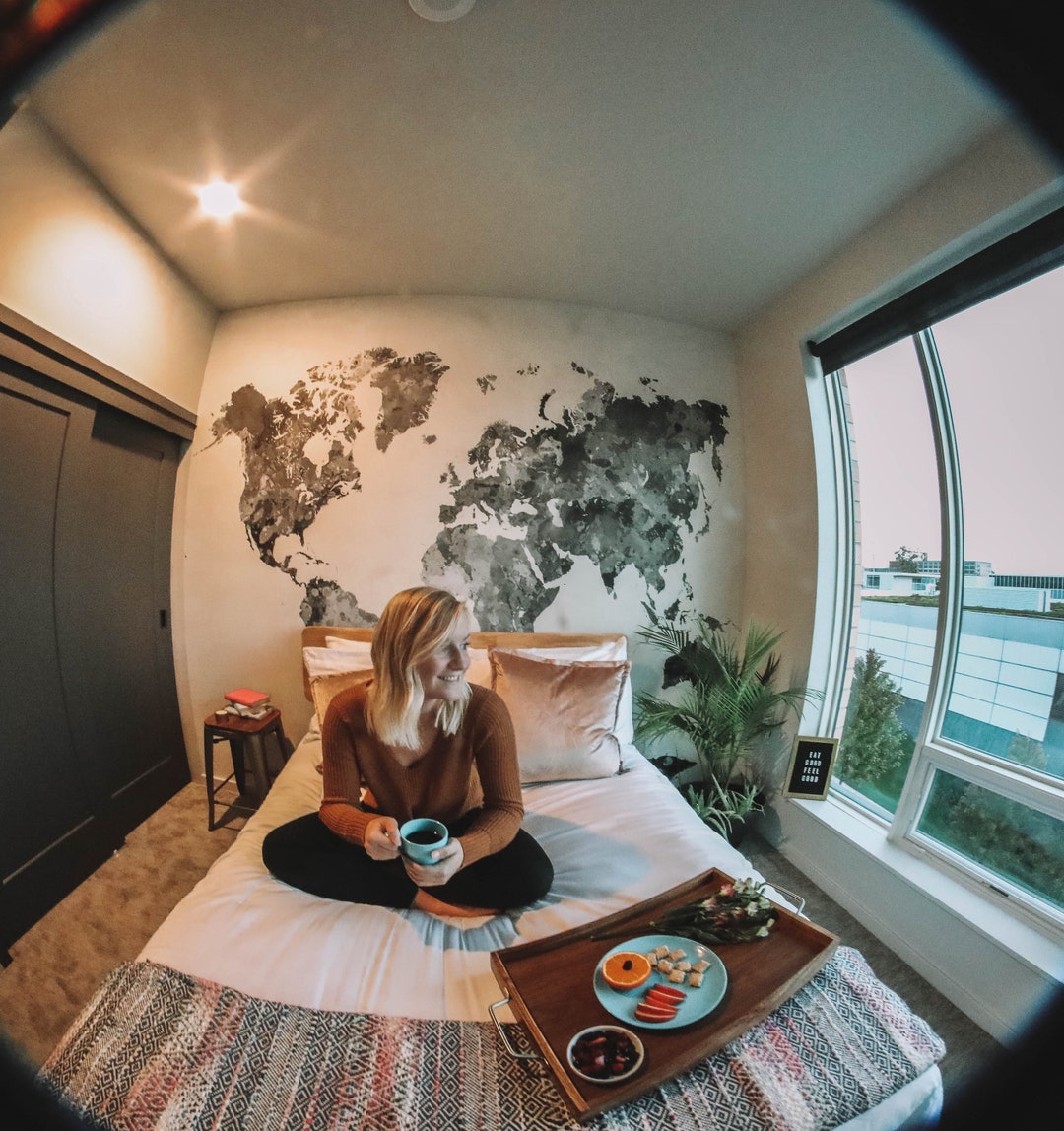 Classic World Map Removable Wallpaper, Pale Wall Mural, Peel and Stick ...