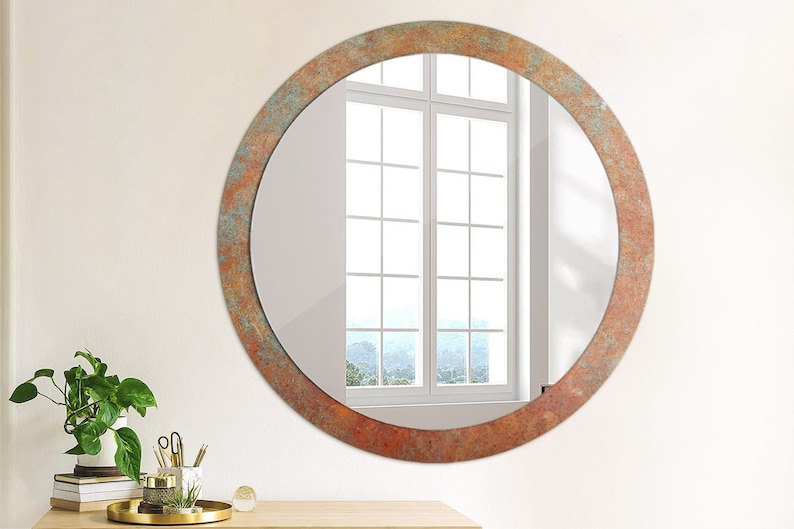 Rusty Metal, Copper, Round Mirror Frame, Mirror Colorful, Glass Wall ...