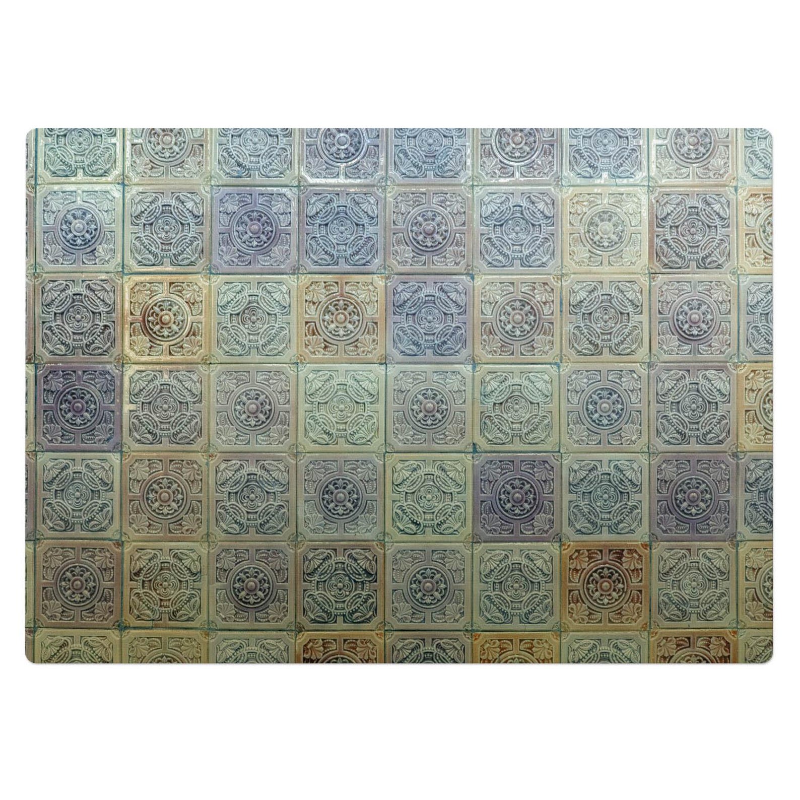 Retro Vintage Tiles Chair Mat, Green Office Chair Floor Protector ...