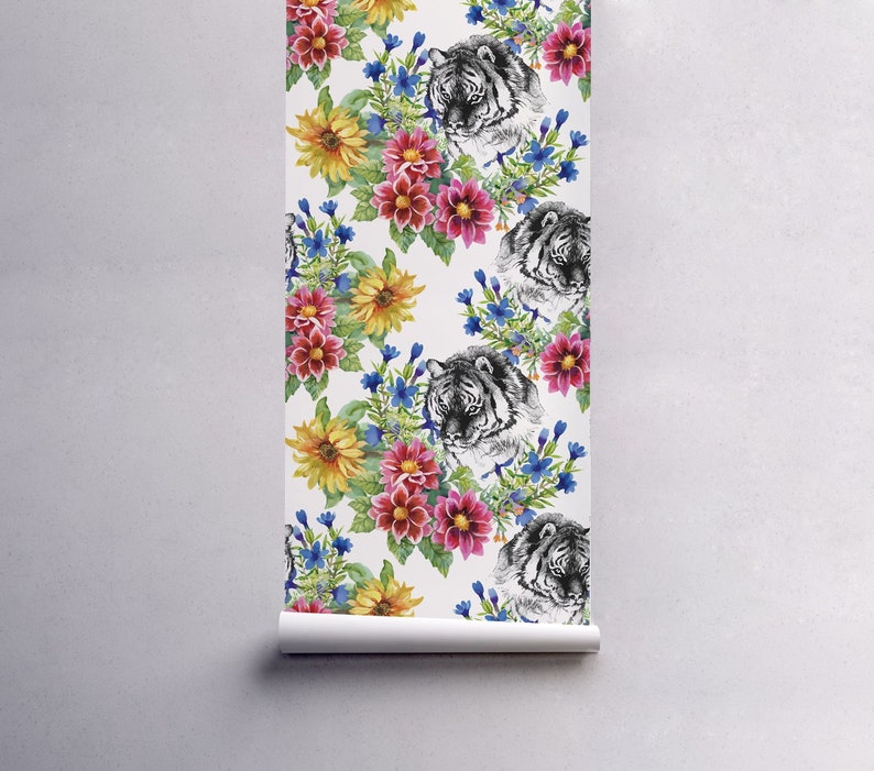 Cute Flowers Wallpaper in Roll, Colorful Reusable Wall Mural, Floral ...