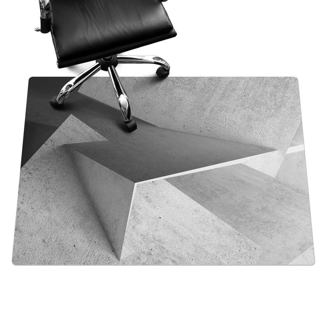 Geometric Structures Computer Chair Mat, Grayscale Office Chair Mat ...