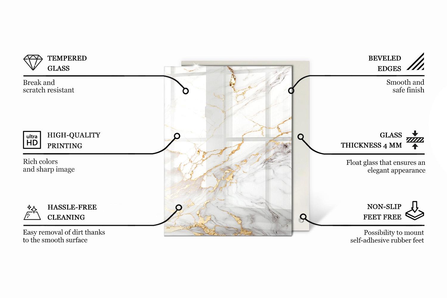 Natural Stone Texture Glass Table Top, Black Modern Glass Tabletop ...