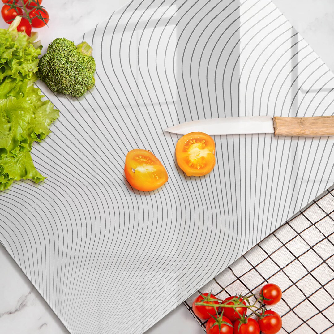 Modern Line Pattern Tempered Glass Splashback, Stove Glass Protection ...