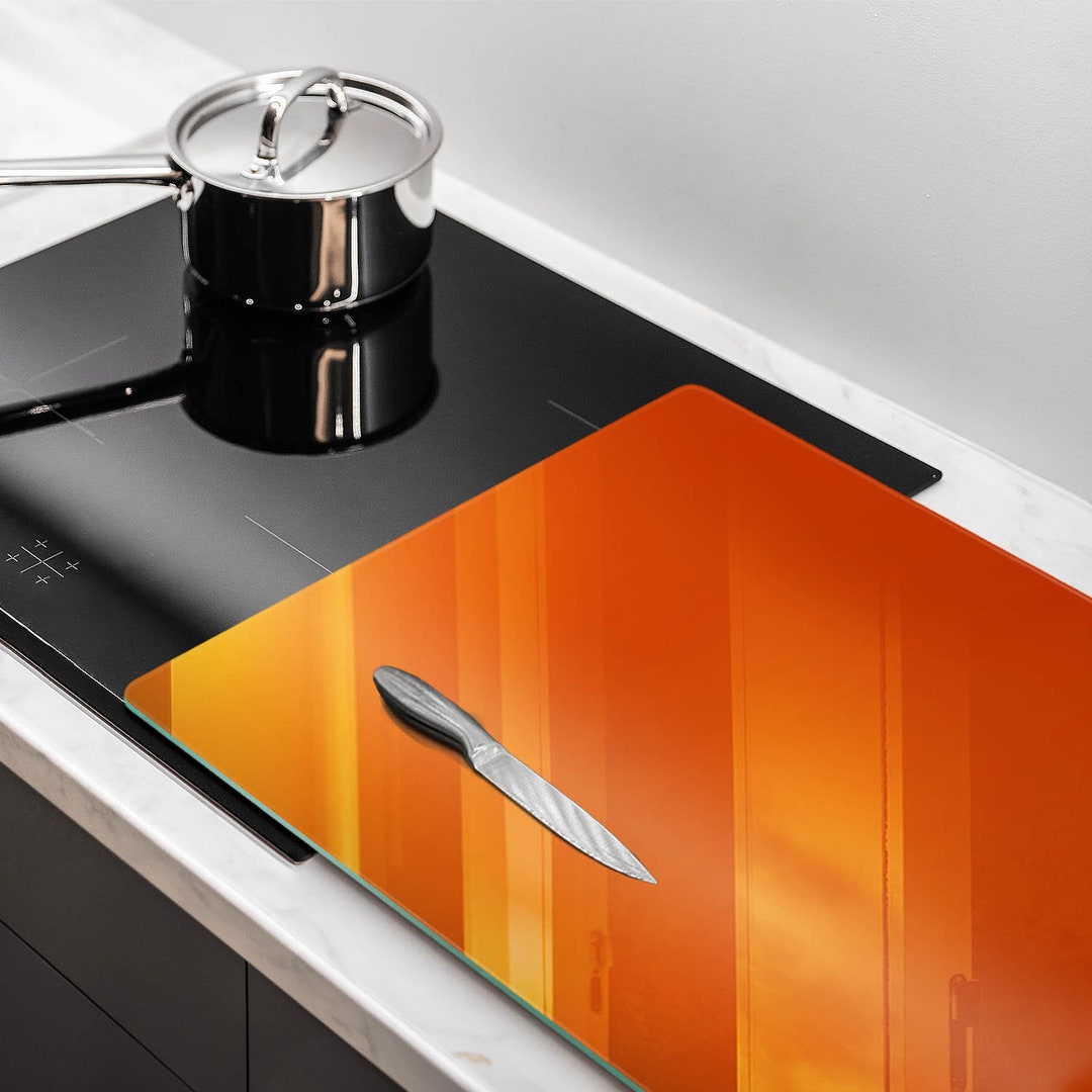 Orange Color Tempered Glass Splashback, Stove Glass Protection, Oven ...