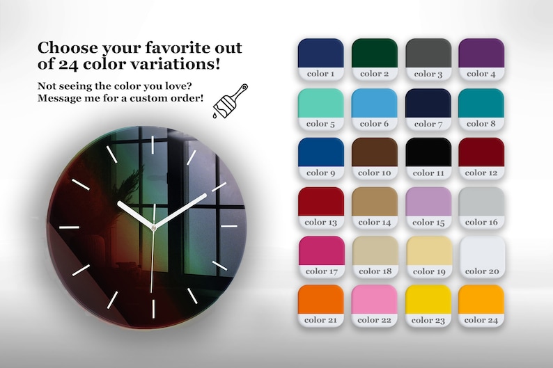 Solid Color Glass Wall Clock - 24 Custom Options for a Unique Modern ...