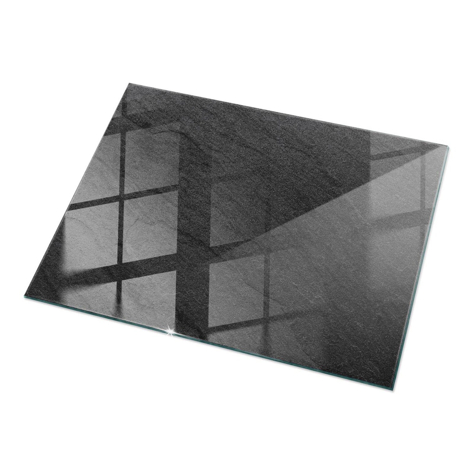 Natural Stone Texture Glass Table Top, Black Modern Glass Tabletop ...