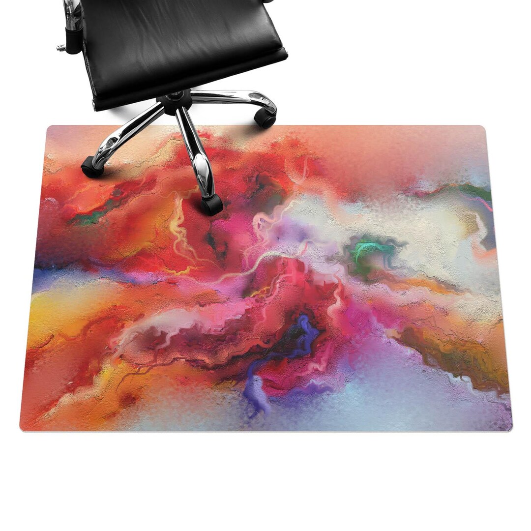 Abstract Storm of Colors Chair Mat, Red Office Chair Floor Protector ...