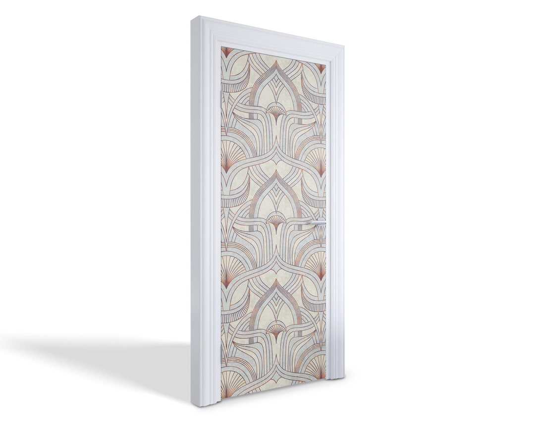 Art Deco Pattern Door Sticker, Self-adhesive Cover, Retro Door Mural ...