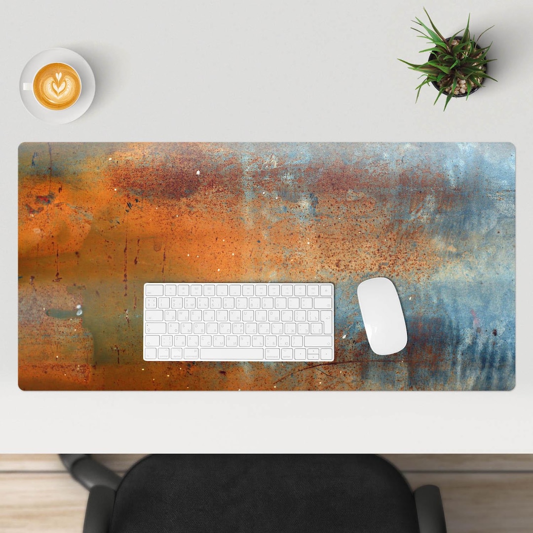 Rust and Metal Texture Desk Cover, Orange Desk Mat, Table Protector Pad ...