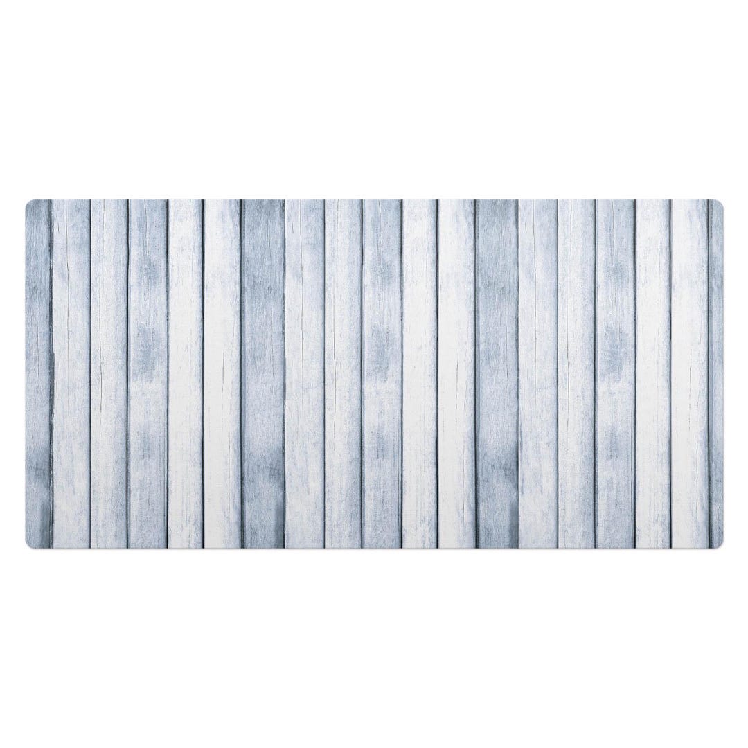 Wooden Boards Vertically Desk Pad, Blue Desk Cover, Table Protector Pad ...