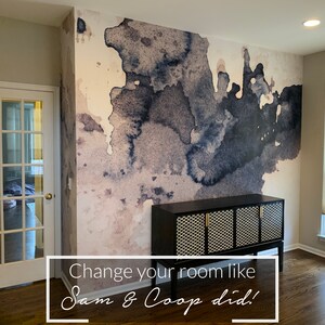 Ink Splatter Navy Wall Mural, Self Adhesive Removable Wallpaper ...