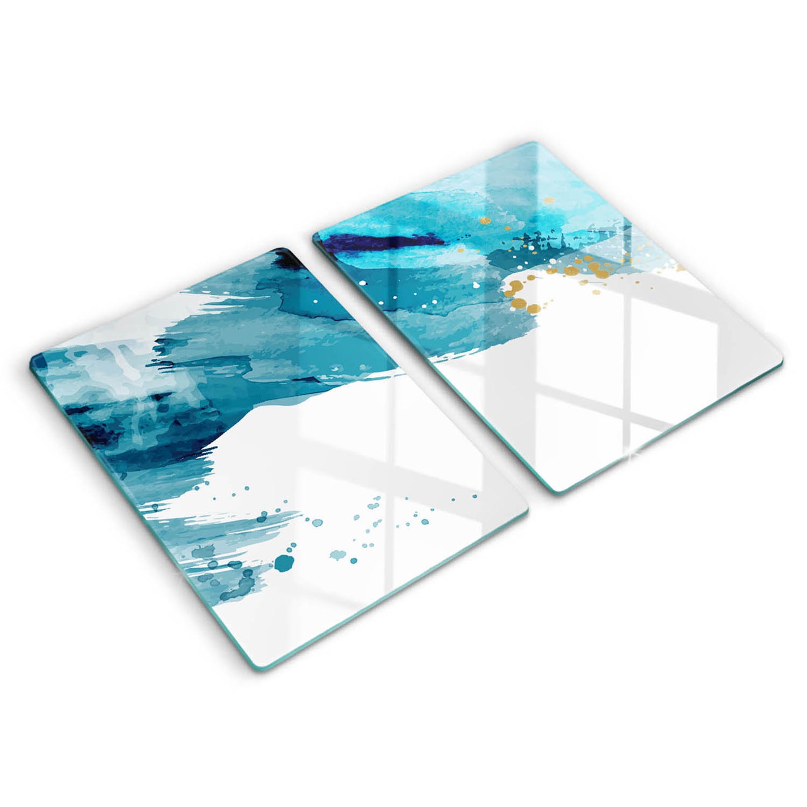Blue Spots Tempered Glass Backsplash, Glass Wall Protection, Oven ...