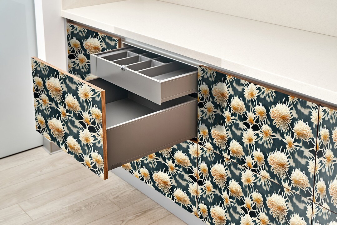 Floral Pattern Furniture Veneer, Texture Adhesive Foils, Plants ...