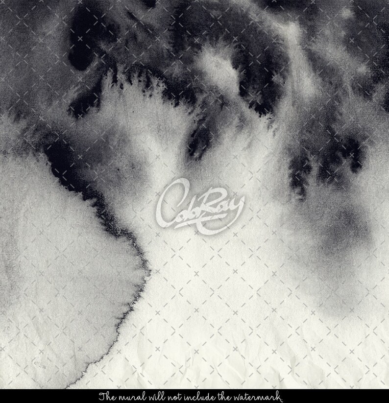 Dark Vintage Ink Art Wall Mural, Removable Wallpaper, Watercolor Wall ...