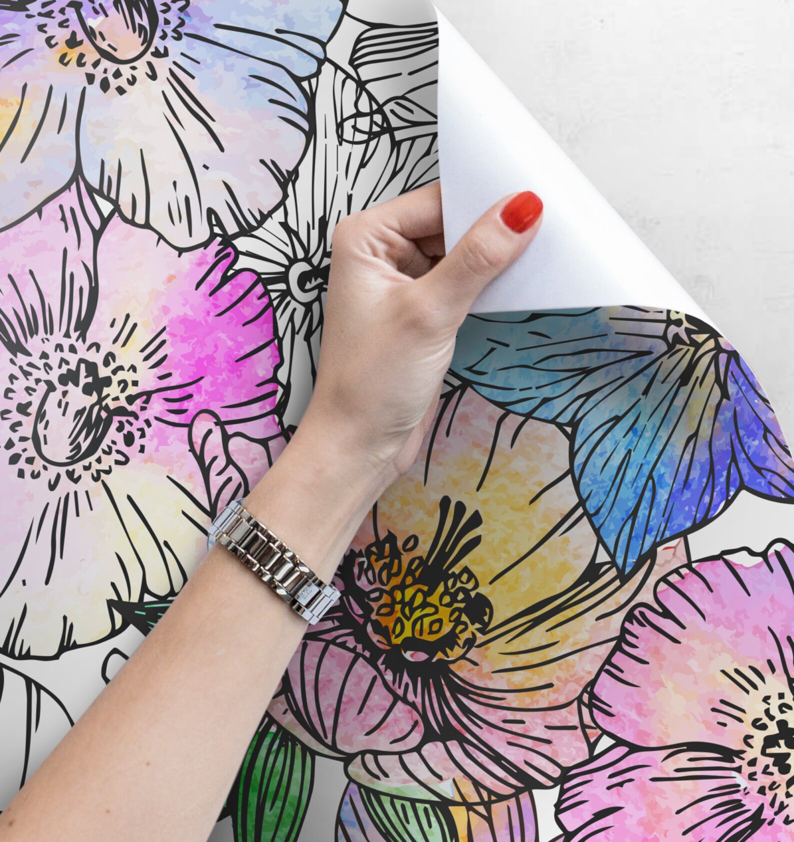 Poppy Flower Removable Wallpaper, Wall Mural, Self Adhesive Wall Murals ...
