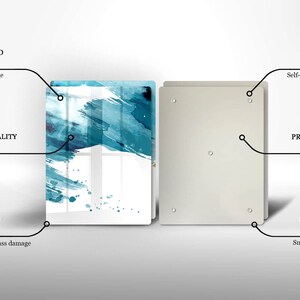 Blue Spots Tempered Glass Backsplash, Glass Wall Protection, Oven ...