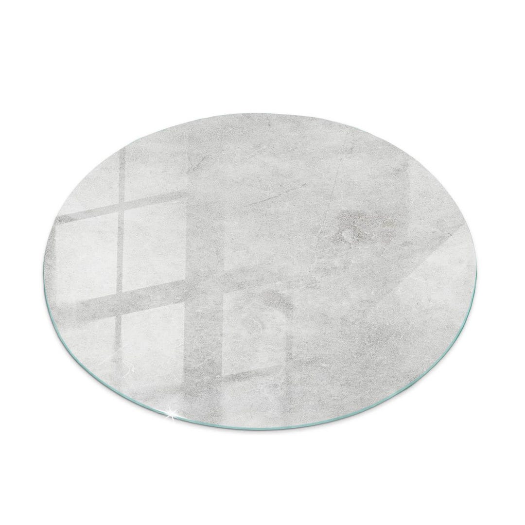 Concrete With Scratches Glass Table Top, Gray Round Glass Table Cover ...
