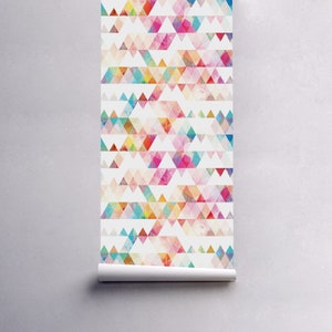 Rainbow Triangle Wallpaper in Roll, Colorful Reusable Wall Mural ...