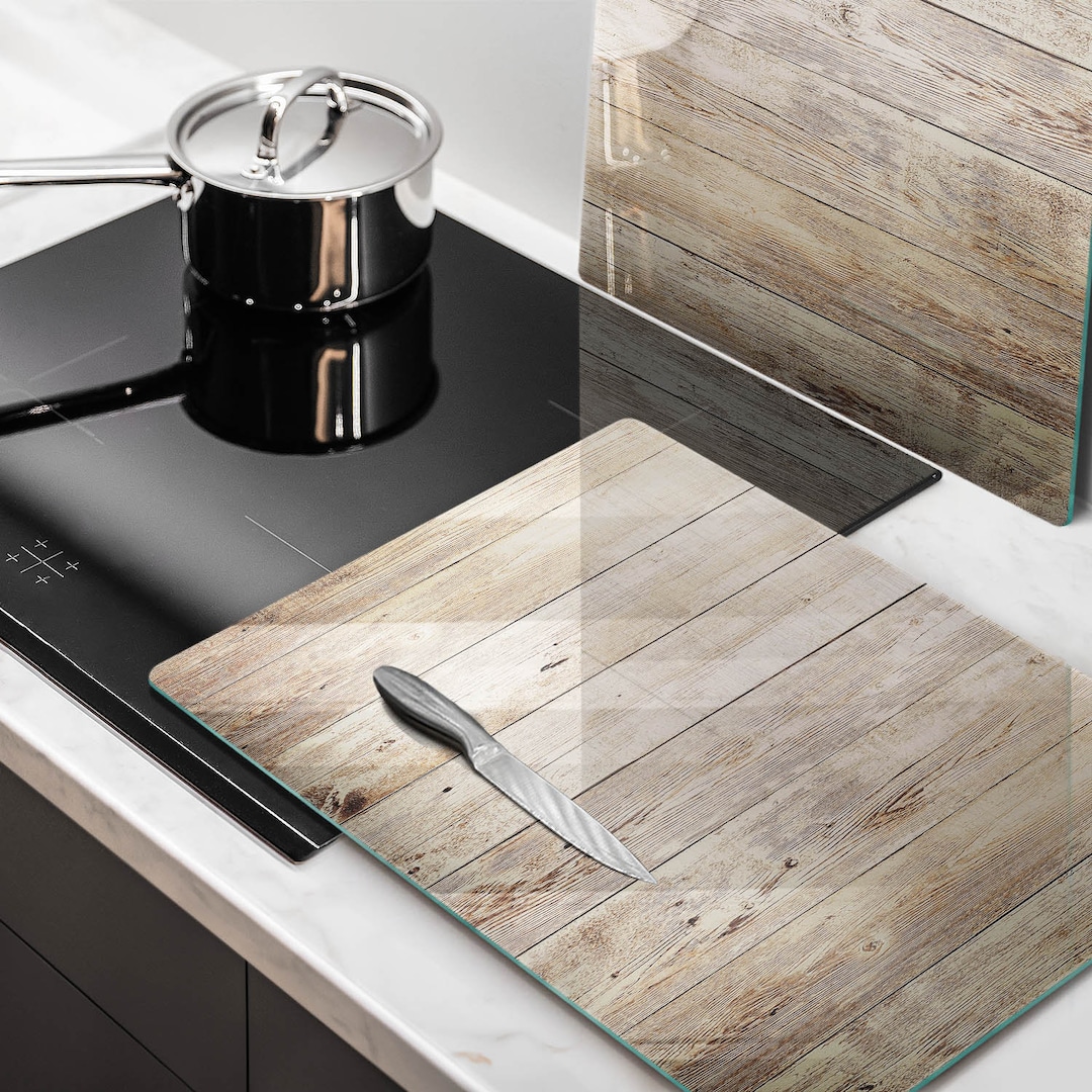 Wooden Planks Tempered Glass Splashback, Glass Splash Guard, Backsplash ...