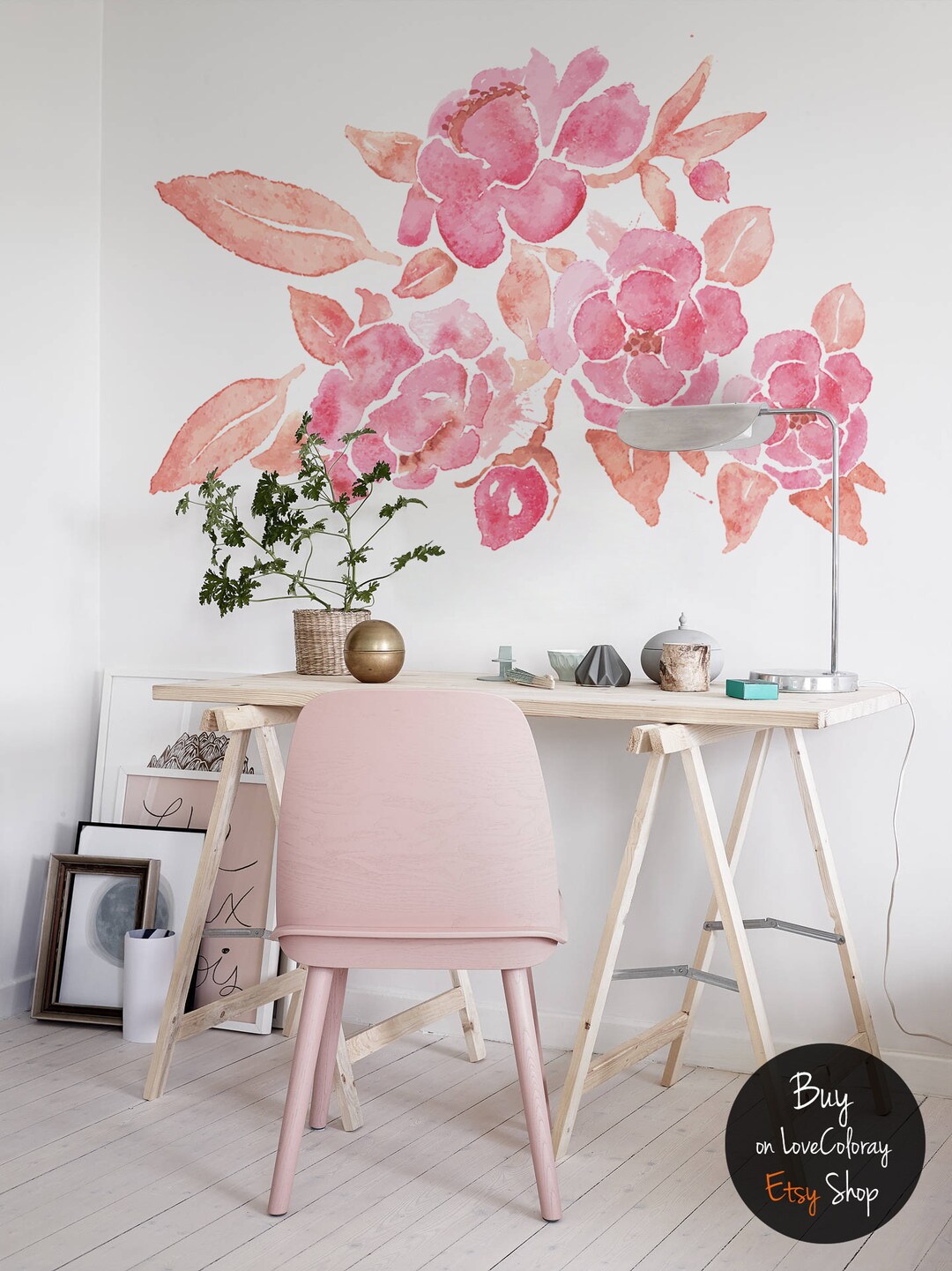 Watercolor Blush, Vinyl Set, Watercolor Wall Stickers, Life Size Decals ...