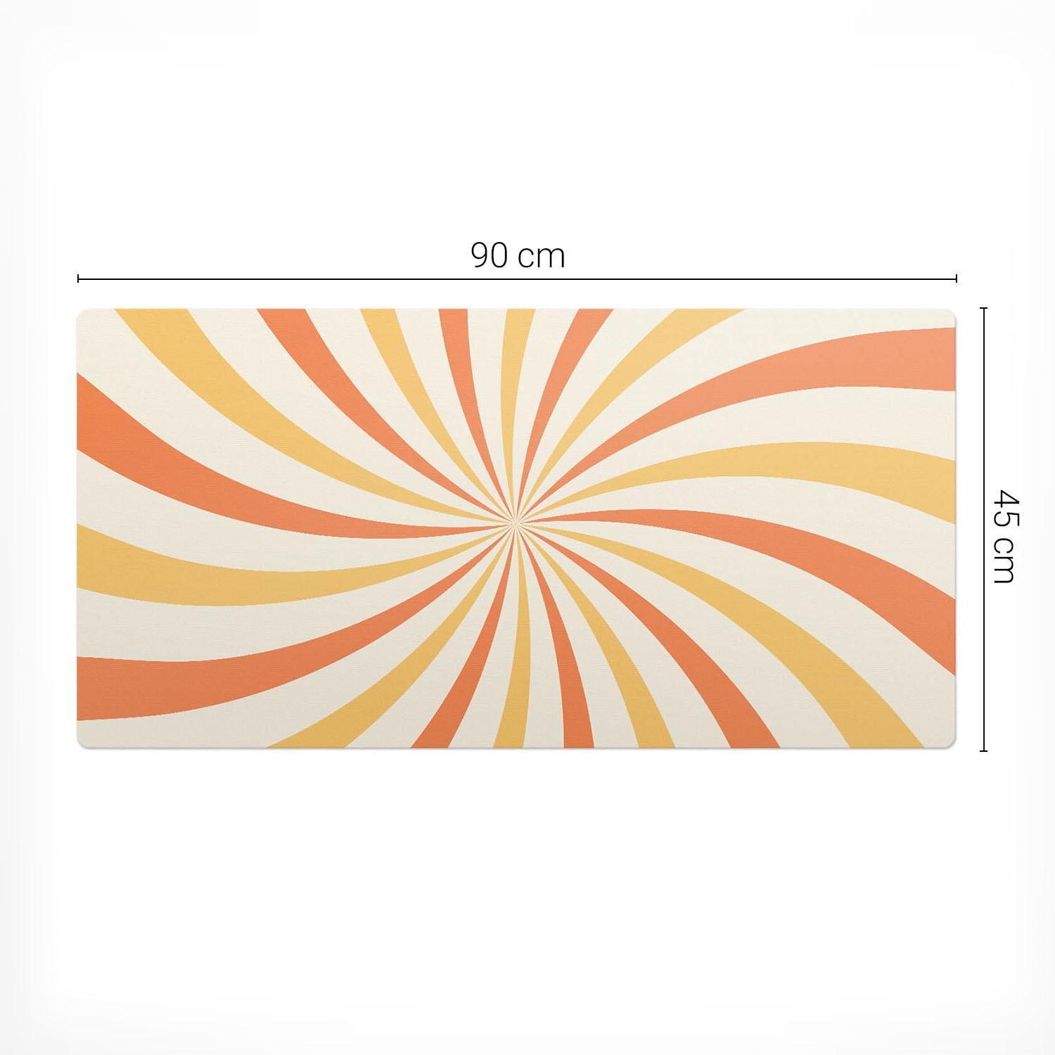 Retro Swirling Stripes Desk Cover, Orange Desk Mat, Table Protector Pad ...