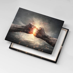 Fists Strength and Power Canvas, Picture Wall Hanging, Gray Wall Art ...