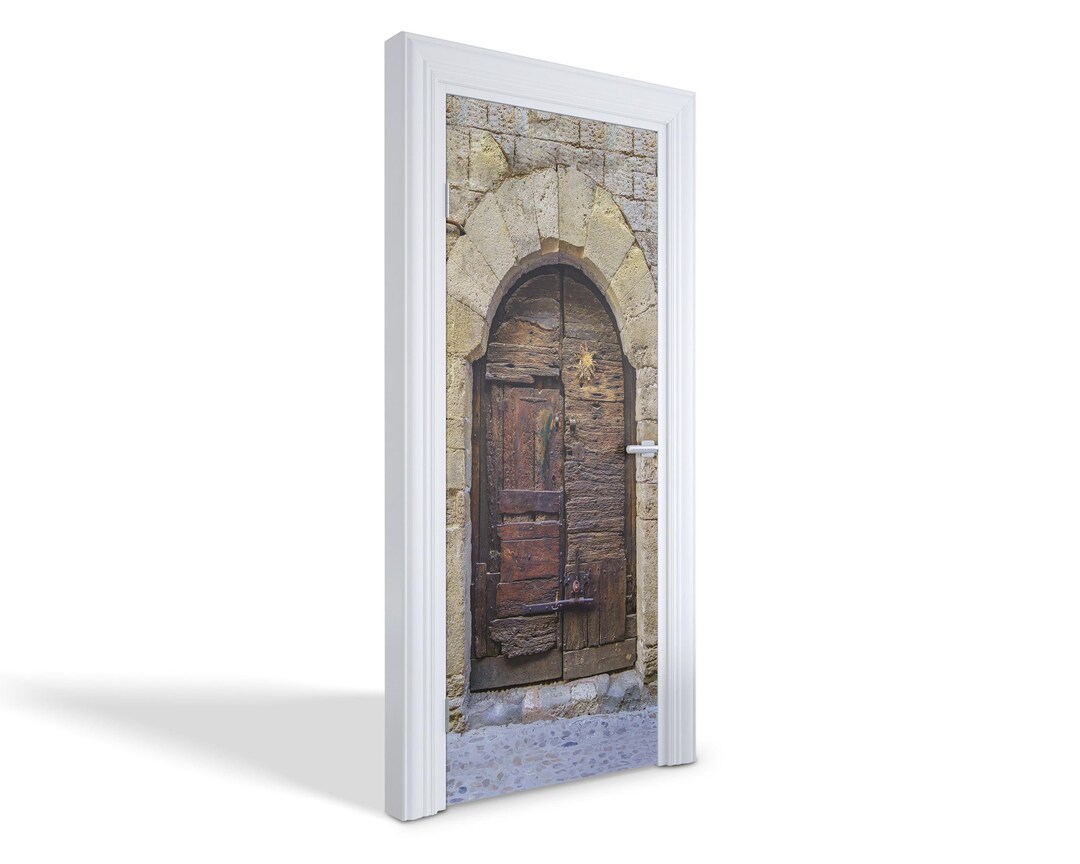Old Wooden Gate Door Sticker, Self-adhesive Cover, Architecture Door ...