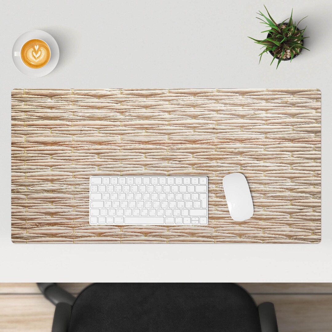 Natural Braid Desk Mat, Beige Desk Pad, PVC Table Protector, Textures ...