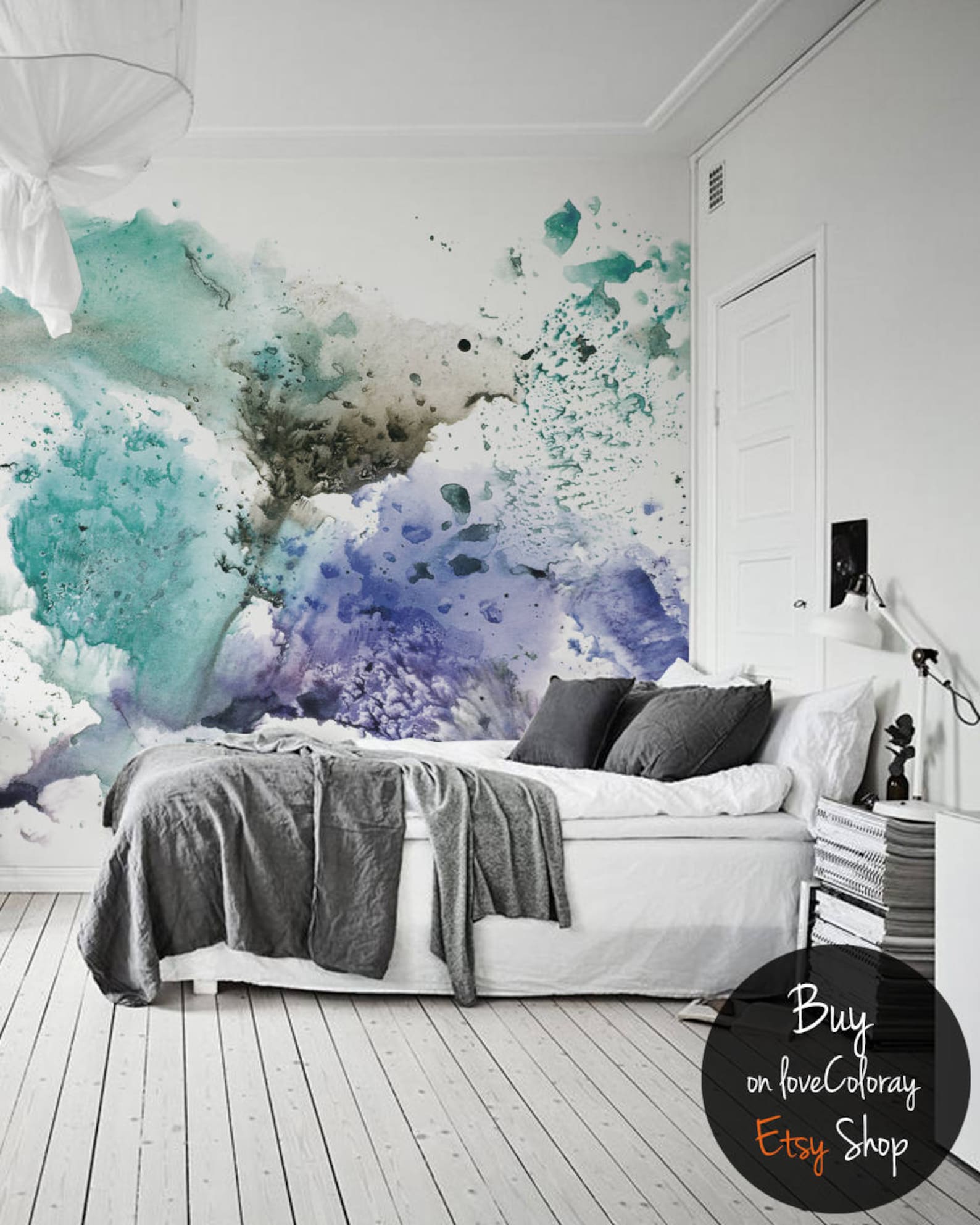 Colorful Ink Wall Mural Splash Wall Art Watercolor | Etsy