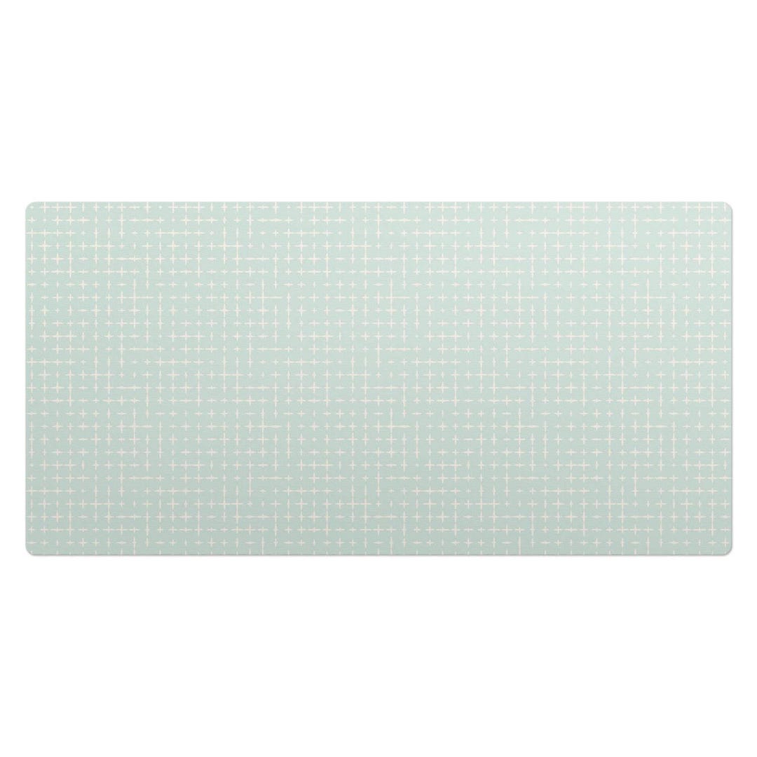 Retro Cross Stitch Pattern Desk Pad, Turquoise Desk Cover, Table ...