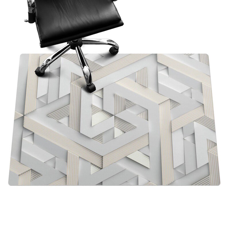Geometric Weave Computer Chair Mat, Gray Office Chair Mat, Chair Mat ...