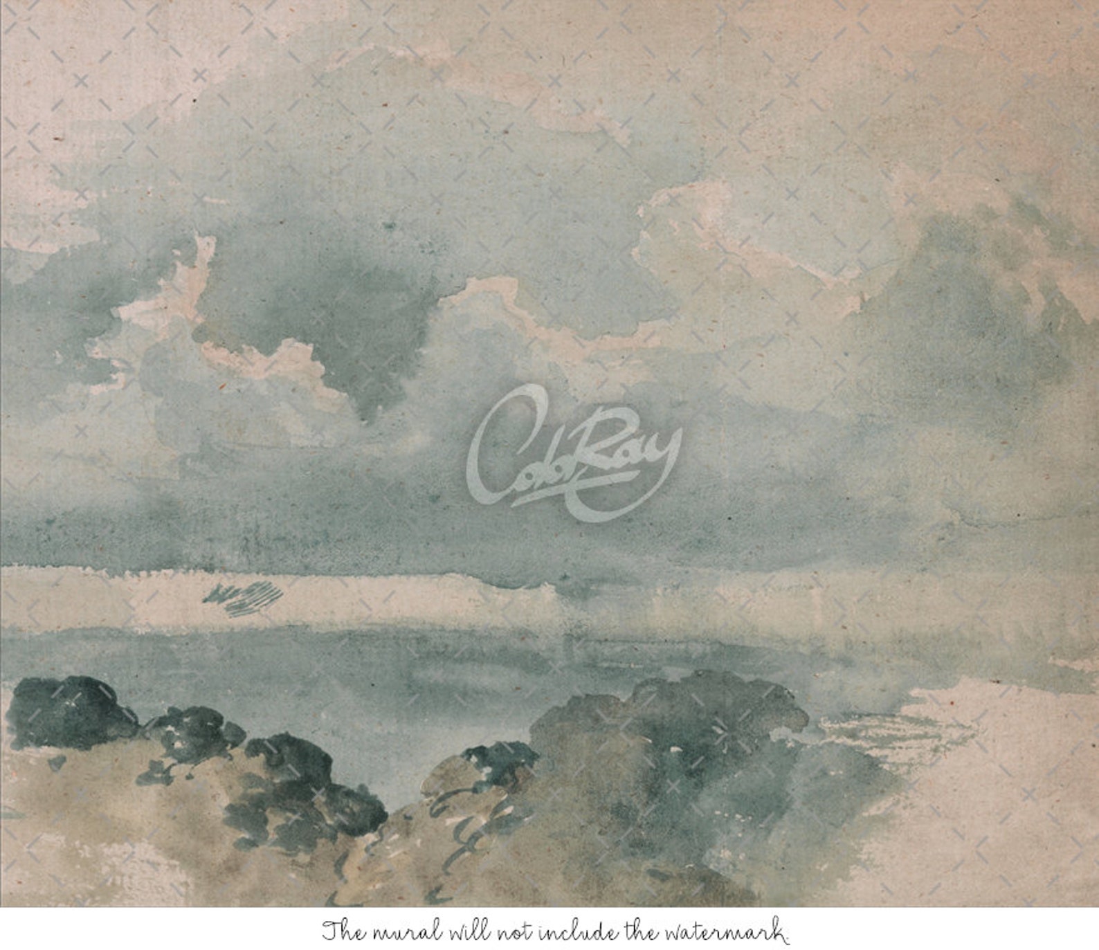 Classic Clouded Wall Mural, Sky Scene Wallpaper, Retro Removable ...