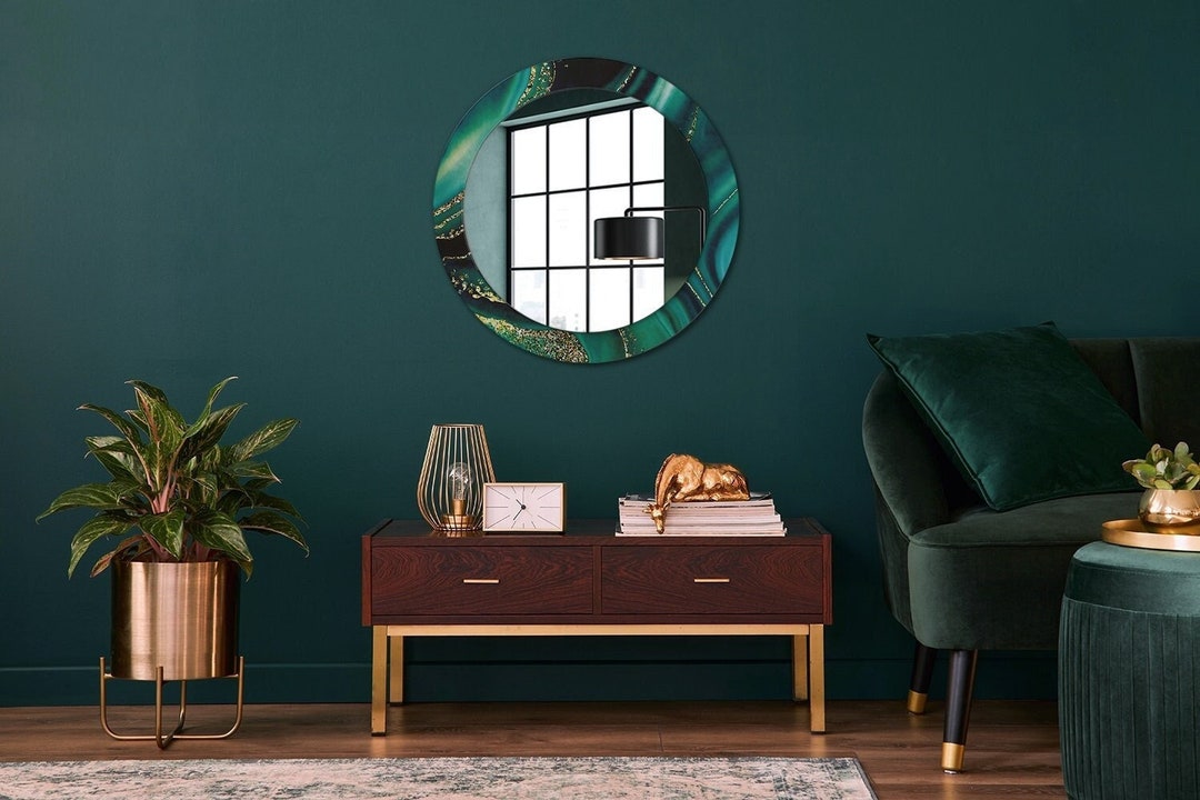 Emerald Green Marble, Green, Round Mirror Frame, Wedding Gift ...