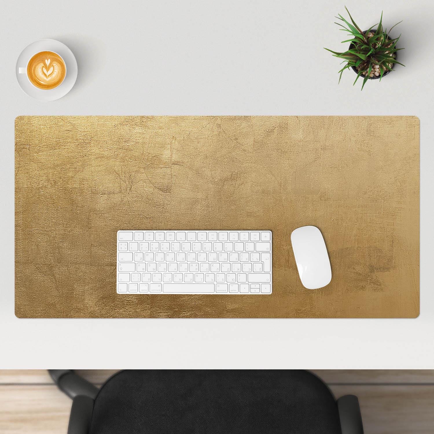 Metallic Texture Desk Pad, Beige Desk Cover, Table Protector Pad ...