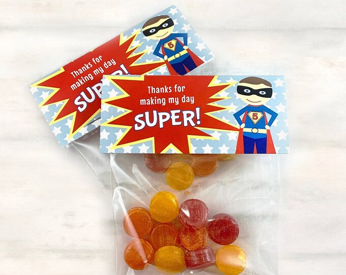 Superhero Treat Bag Toppers for Birthday Party Favors - Etsy